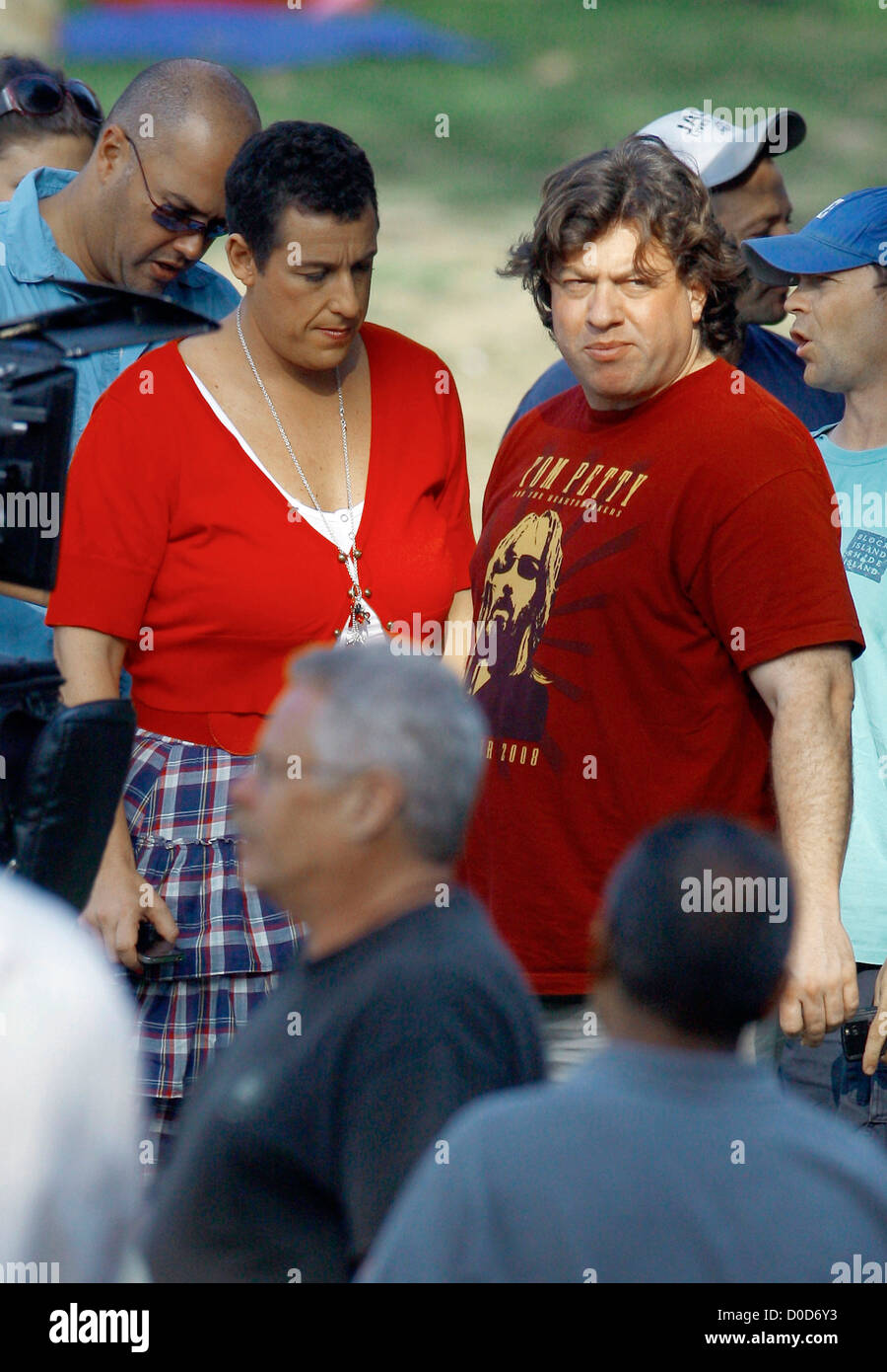 Adam Sandler is dressed as a woman on the movie set for the feature ...