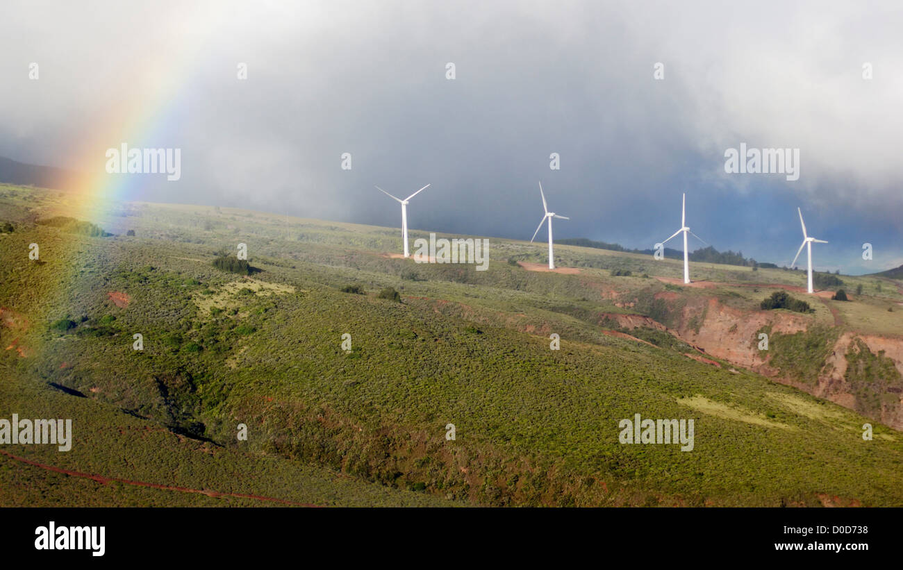 Rainbow Clouds Frame Wind Turbines Kaheawa Wind Energy Project on West ...