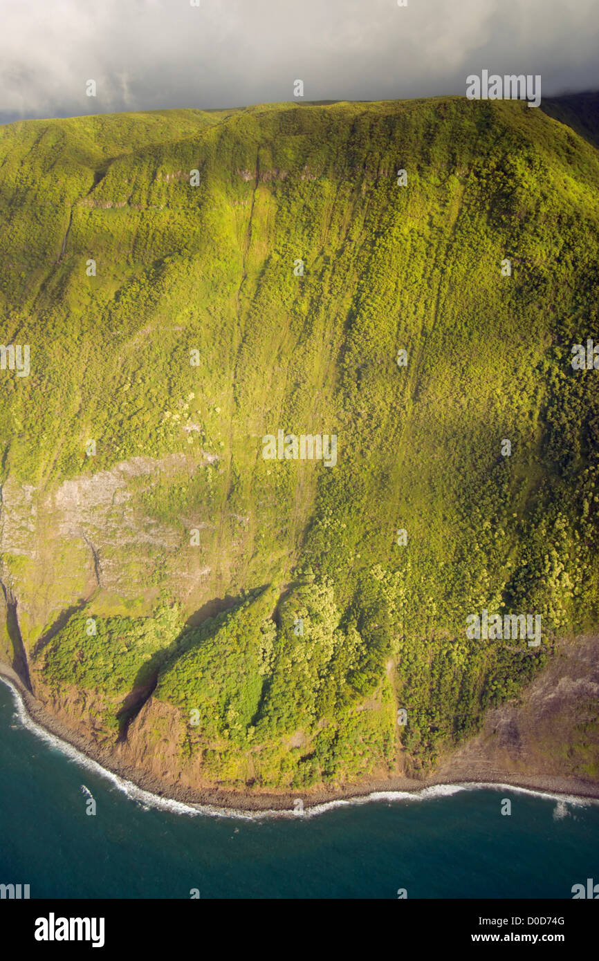 Late Afternoon Aerial View Sea Cliffs North Shore Hawaiian Island ...