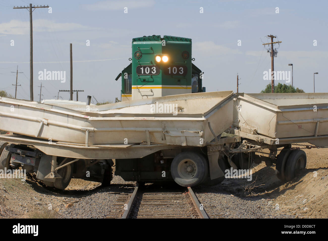 Train Meets Tomato Truck Stock Photo - Alamy