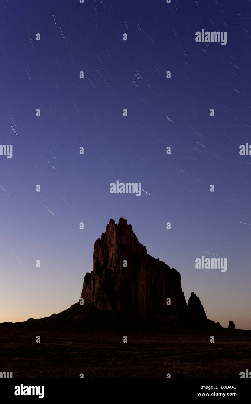 Shiprock and Star Trails Stock Photo - Alamy