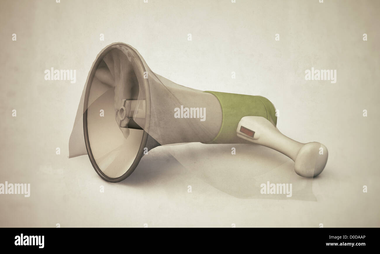megaphone in old photo isolated on white background Stock Photo - Alamy