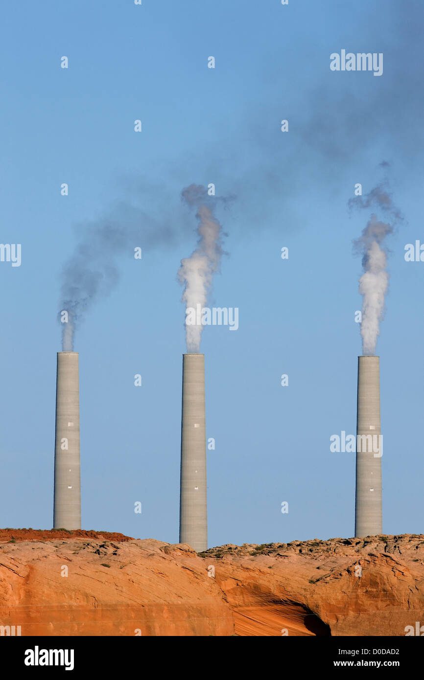 Smoke Stacks of Power Plant Stock Photo - Alamy