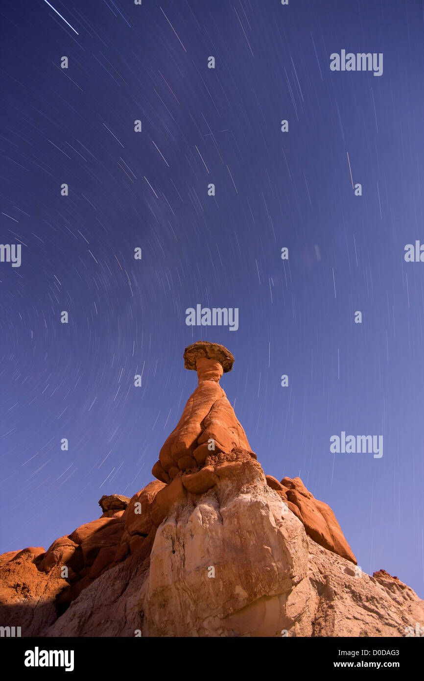 Toadstool Rock Formation and Star Trails Stock Photo - Alamy