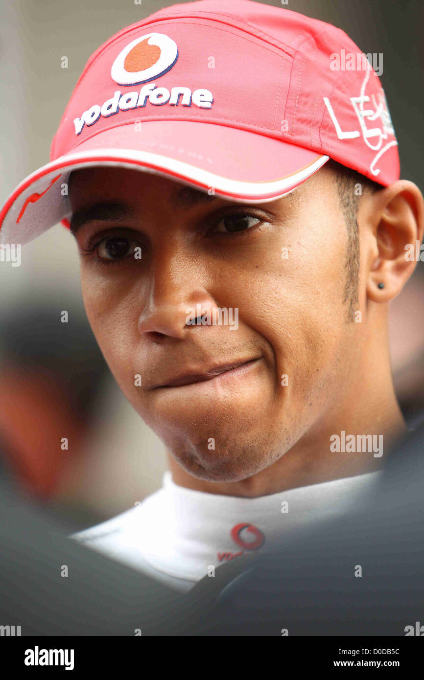Lewis Hamilton talking to the media ahead of the Formula One 2010 ...