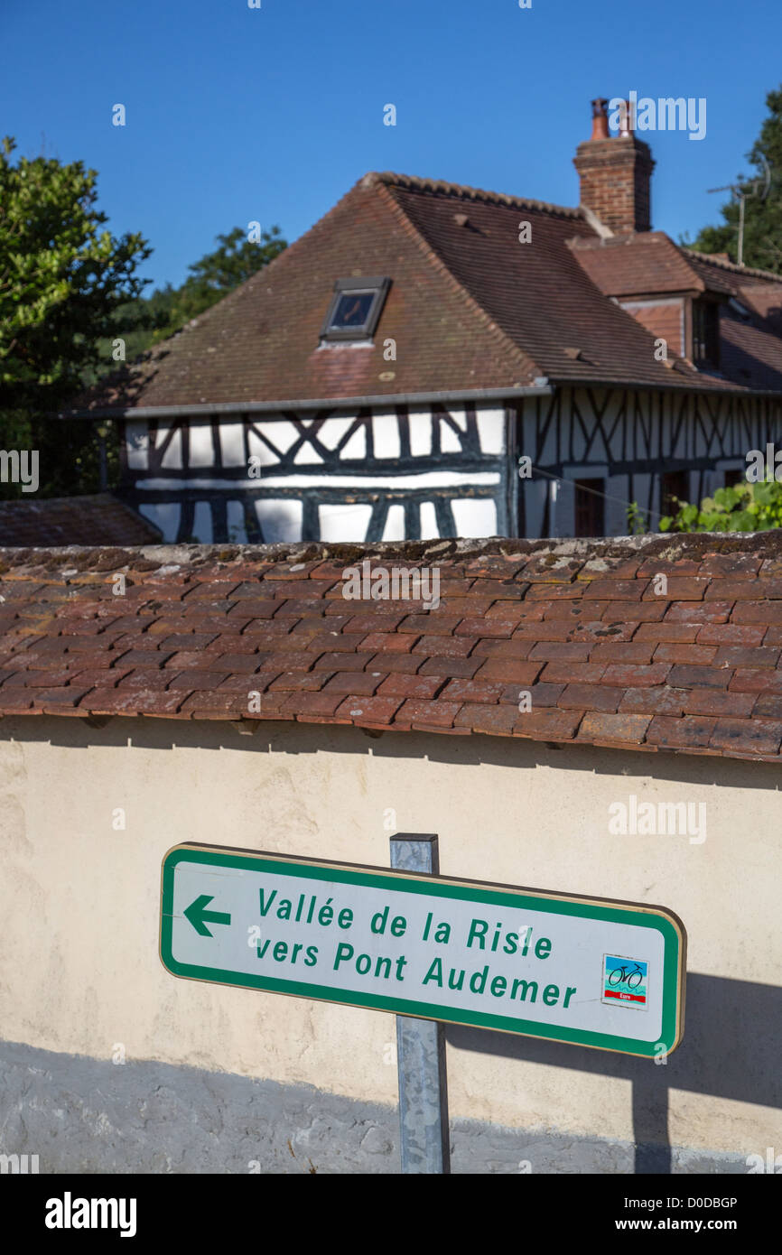 SIGN FOR A TOURING CIRCUIT IN THE RISLE VALLEY HEADING TOWARDS PONT ...