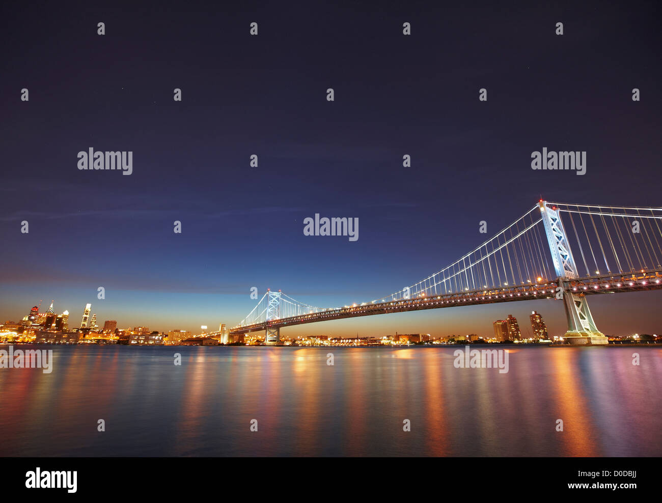 Lights of The Benjamin Franklin Bridge and Philadelphia, Pennsylvania ...