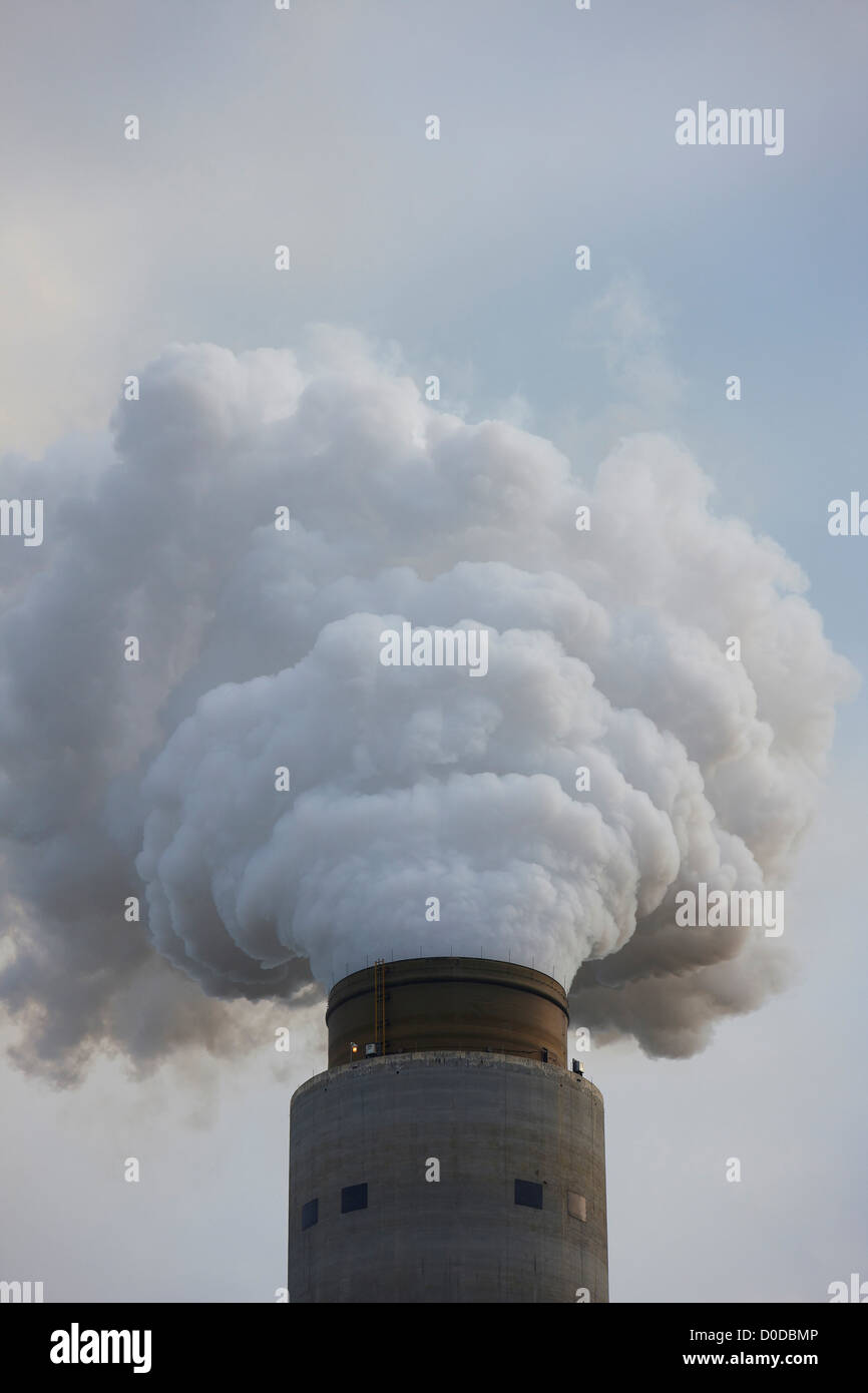 Smokestack Dumping Steam and Exhaust into the Sky Stock Photo - Alamy