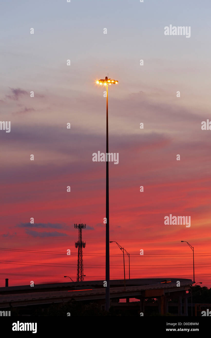 Bright Freeway Lights at Dusk Stock Photo - Alamy