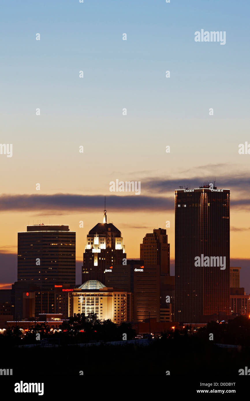 High Rise Buildings of Downtown Oklahoma City at Dusk Stock Photo - Alamy