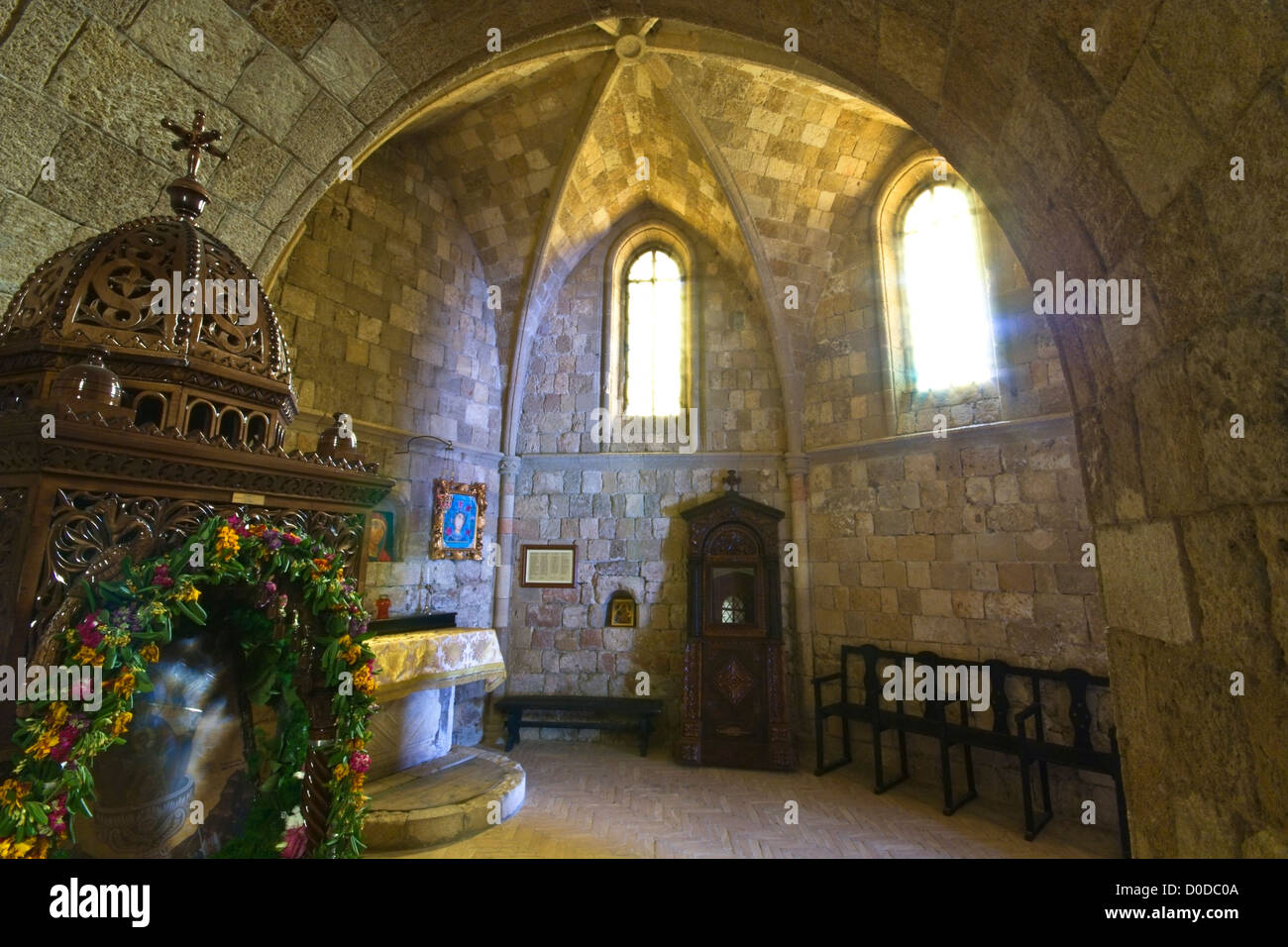 Old historic monastery of Filerimos at Rhodes island in Greece Stock ...