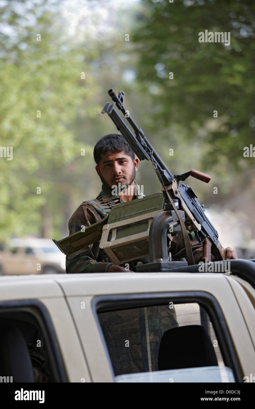 Afghan National Army Soldier Behind PK Light Machine Gun Stock Photo ...