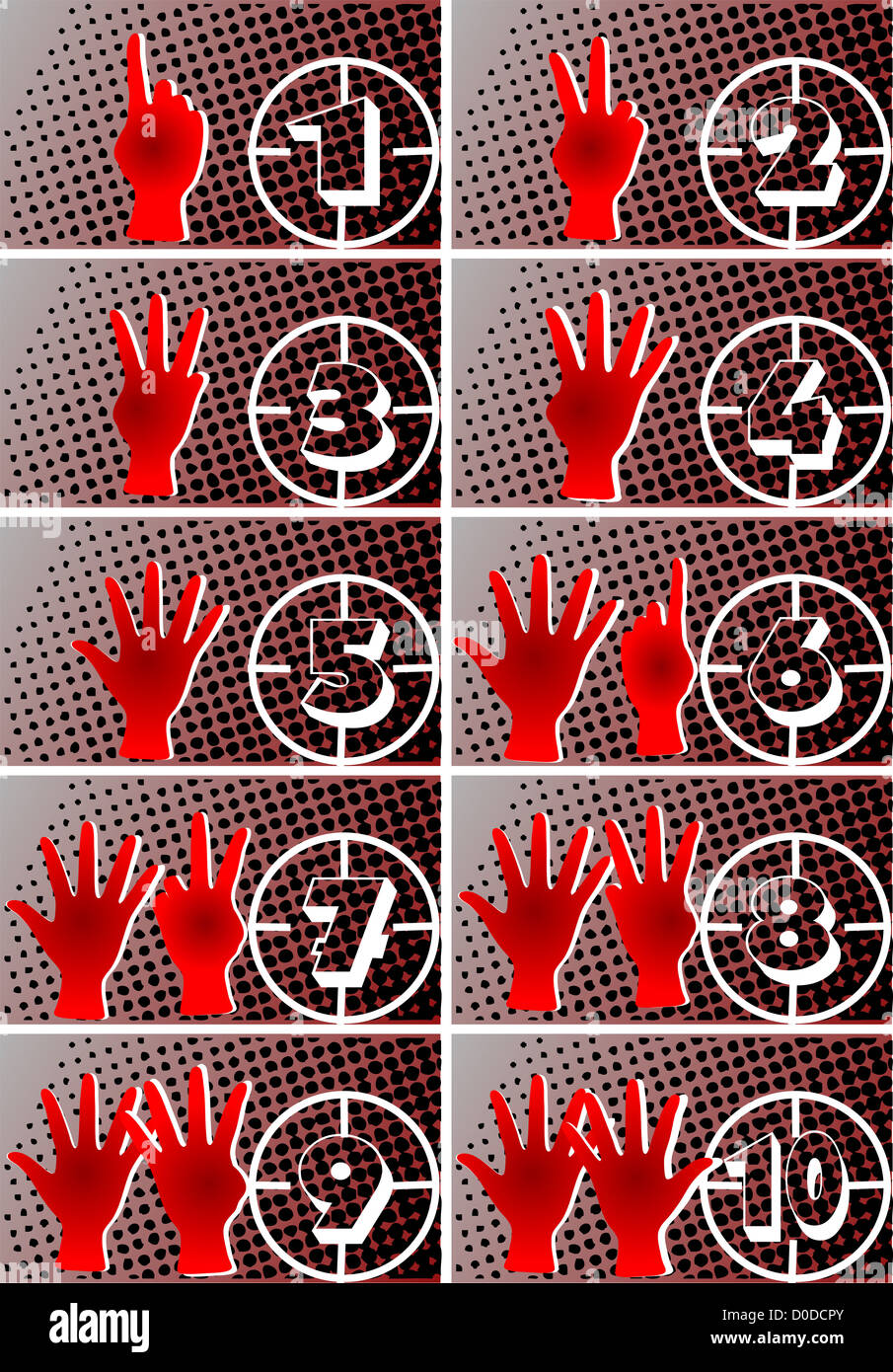 Numbers and hands. Counting hands from one to ten Stock Photo - Alamy