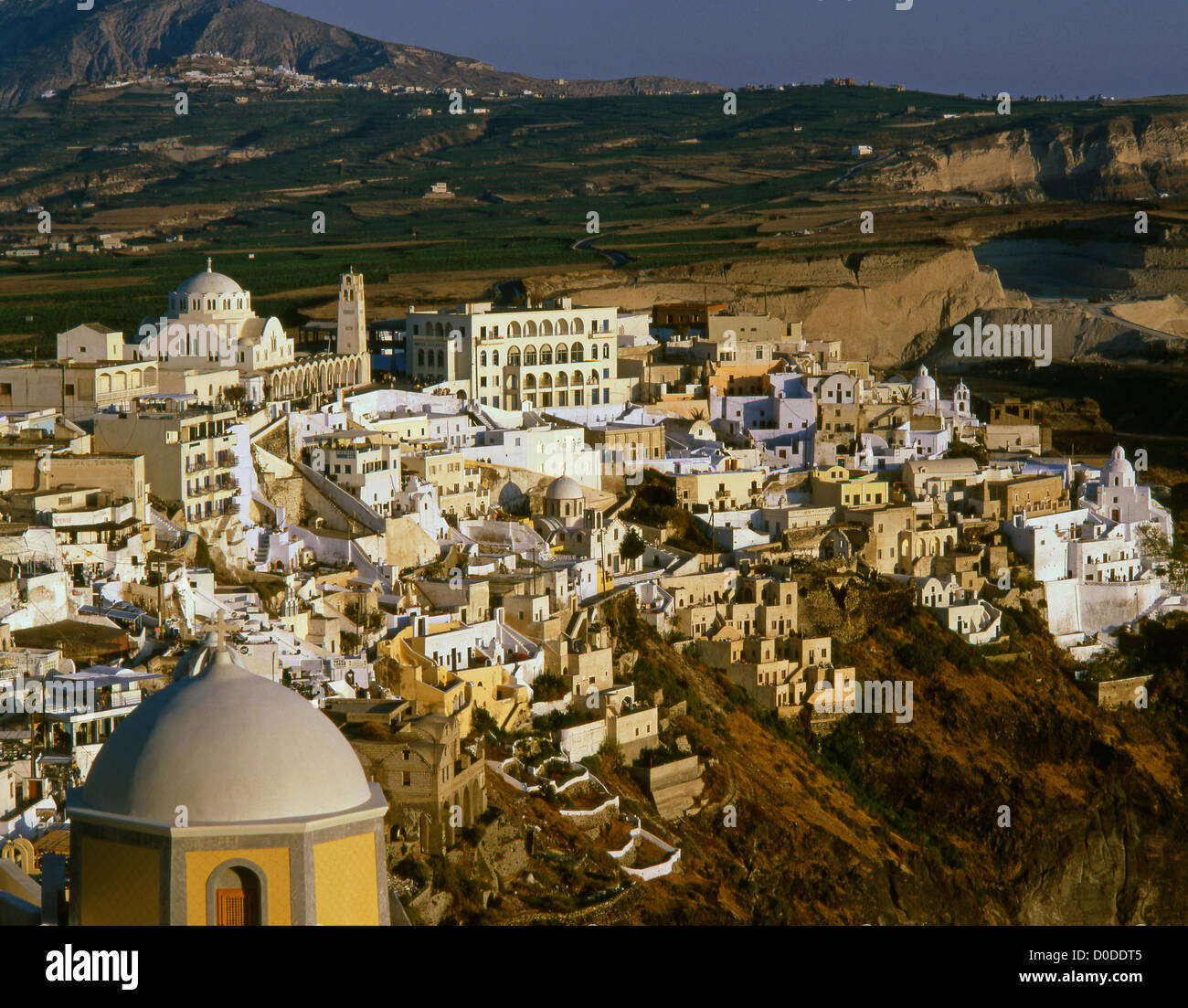Greece, Cyclades, Santorini, Thira, skyline, general view Stock Photo ...