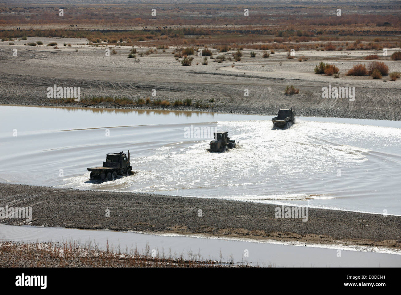 U.S. Marine Corps heavy equipment crosses the Helmand River of southern ...