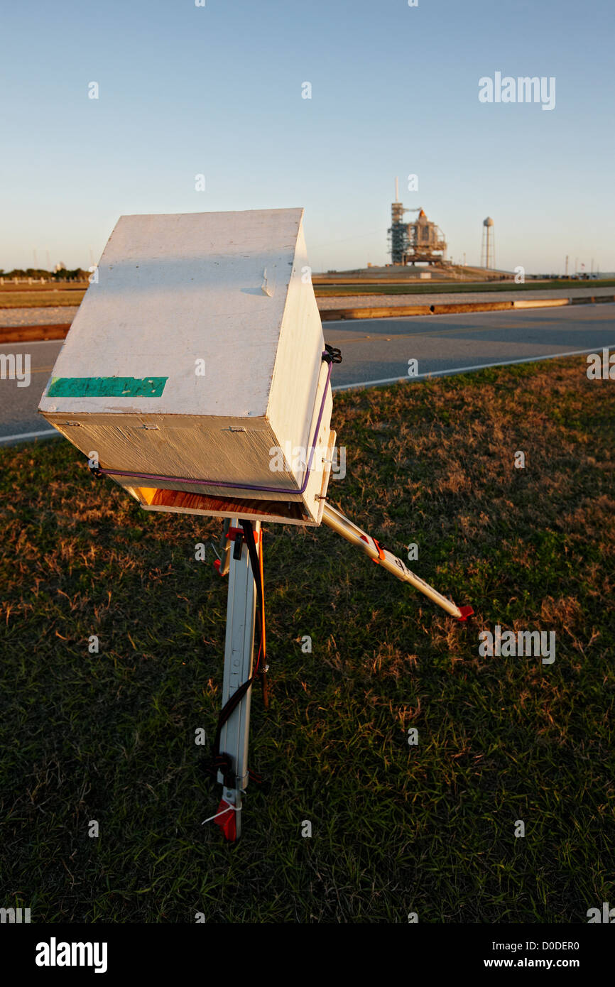 Protective housing holds digital camera record launch Space Shuttle ...