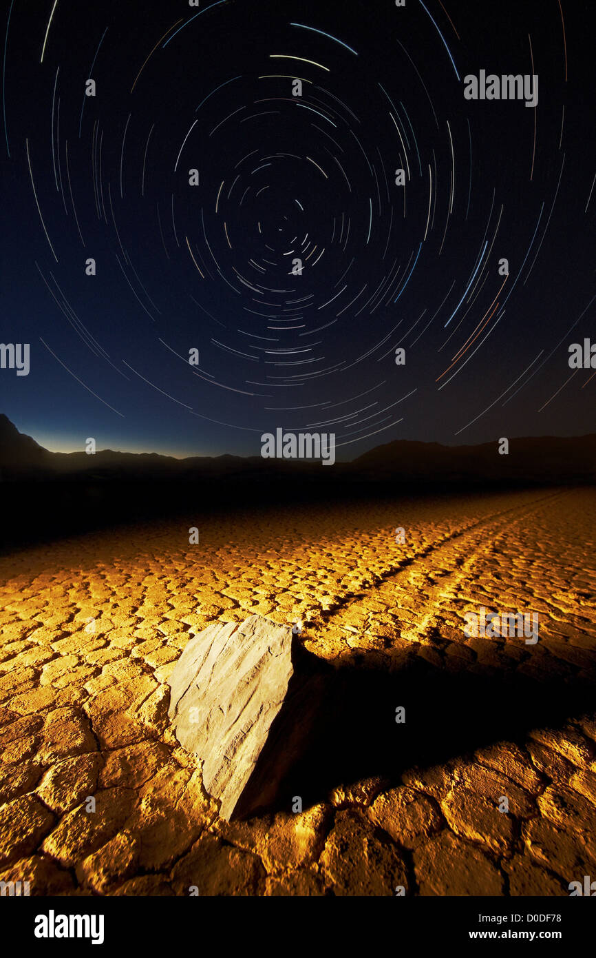A composite image showing swirl stars above Racetrack Playa one playa's ...