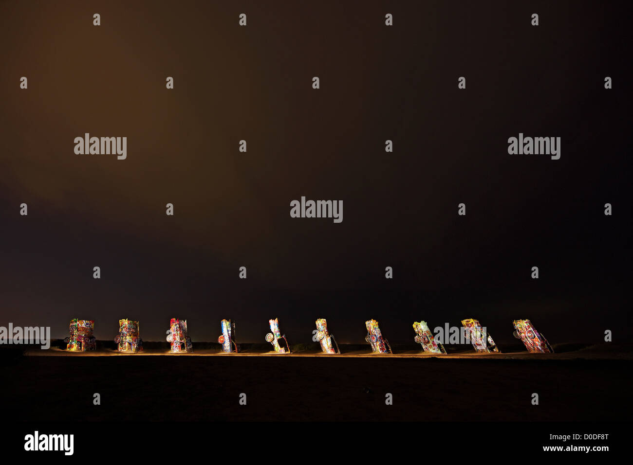 Cadillac Ranch at night, Amarillo, Texas Stock Photo - Alamy