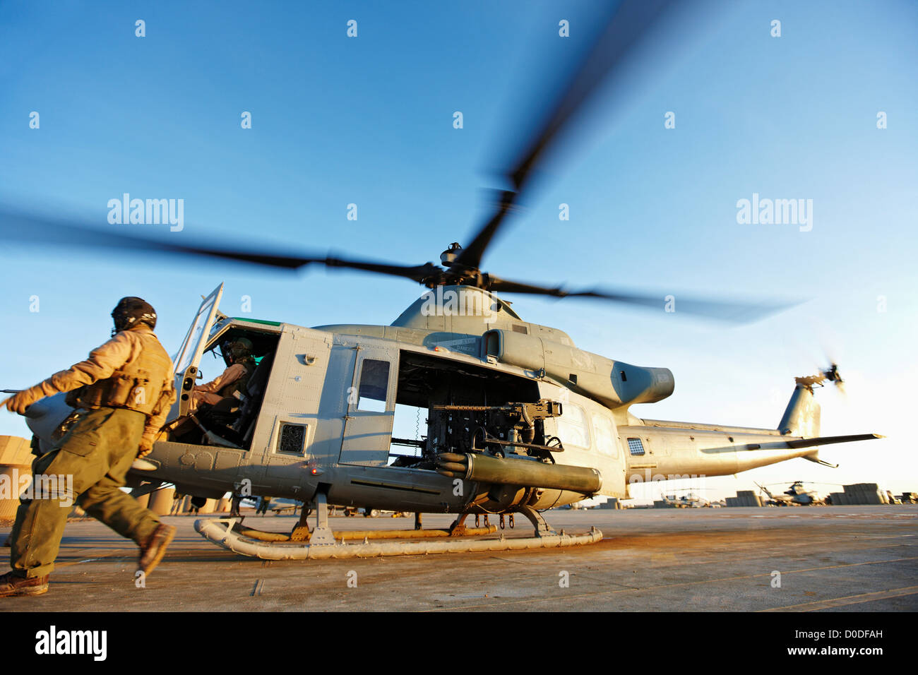 A U.S. Marine Corps UH-1Y 'Yankee' Venom helicopter just prior launch ...