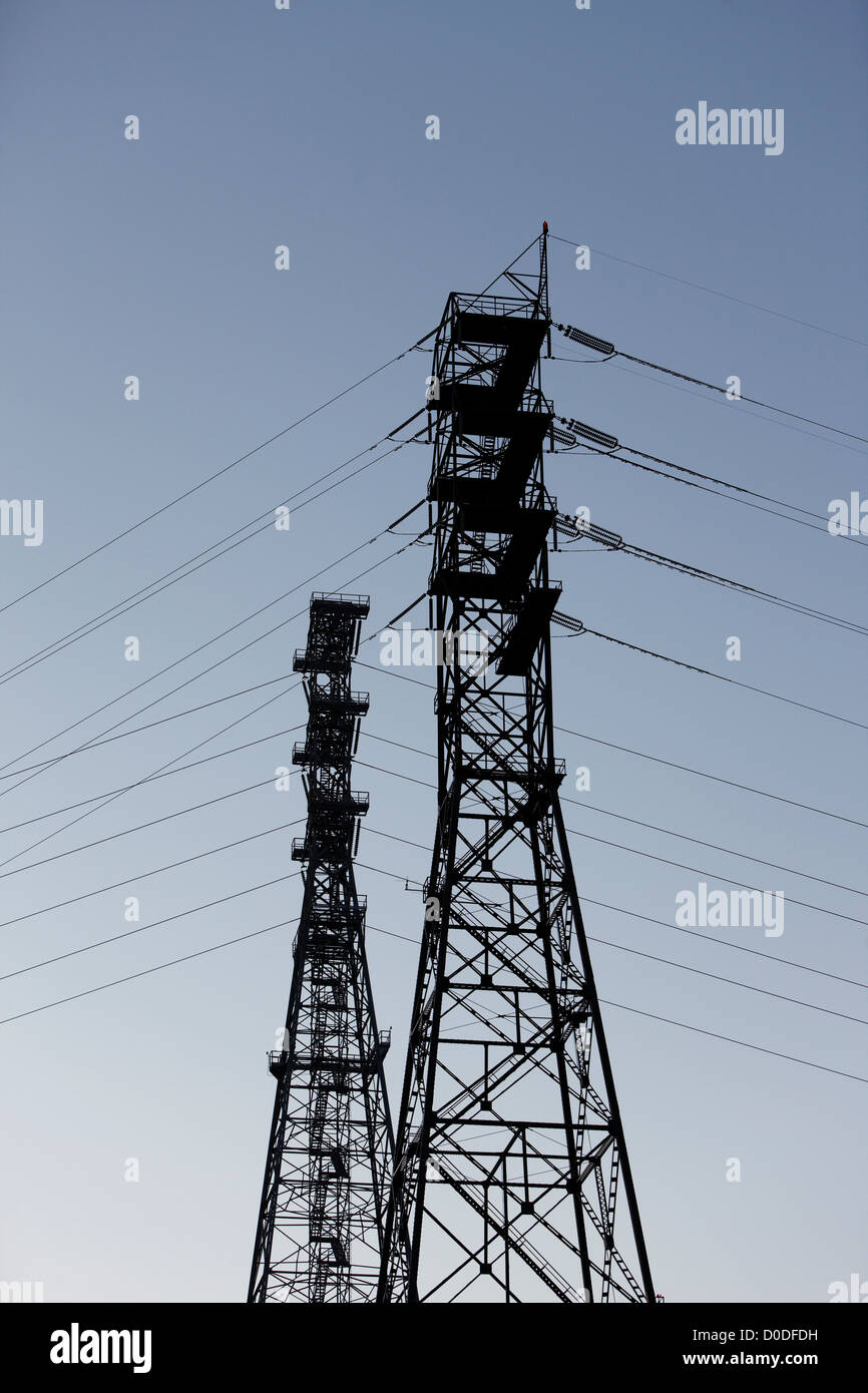 Power lines and power line towers, near Benicia, California Stock Photo ...