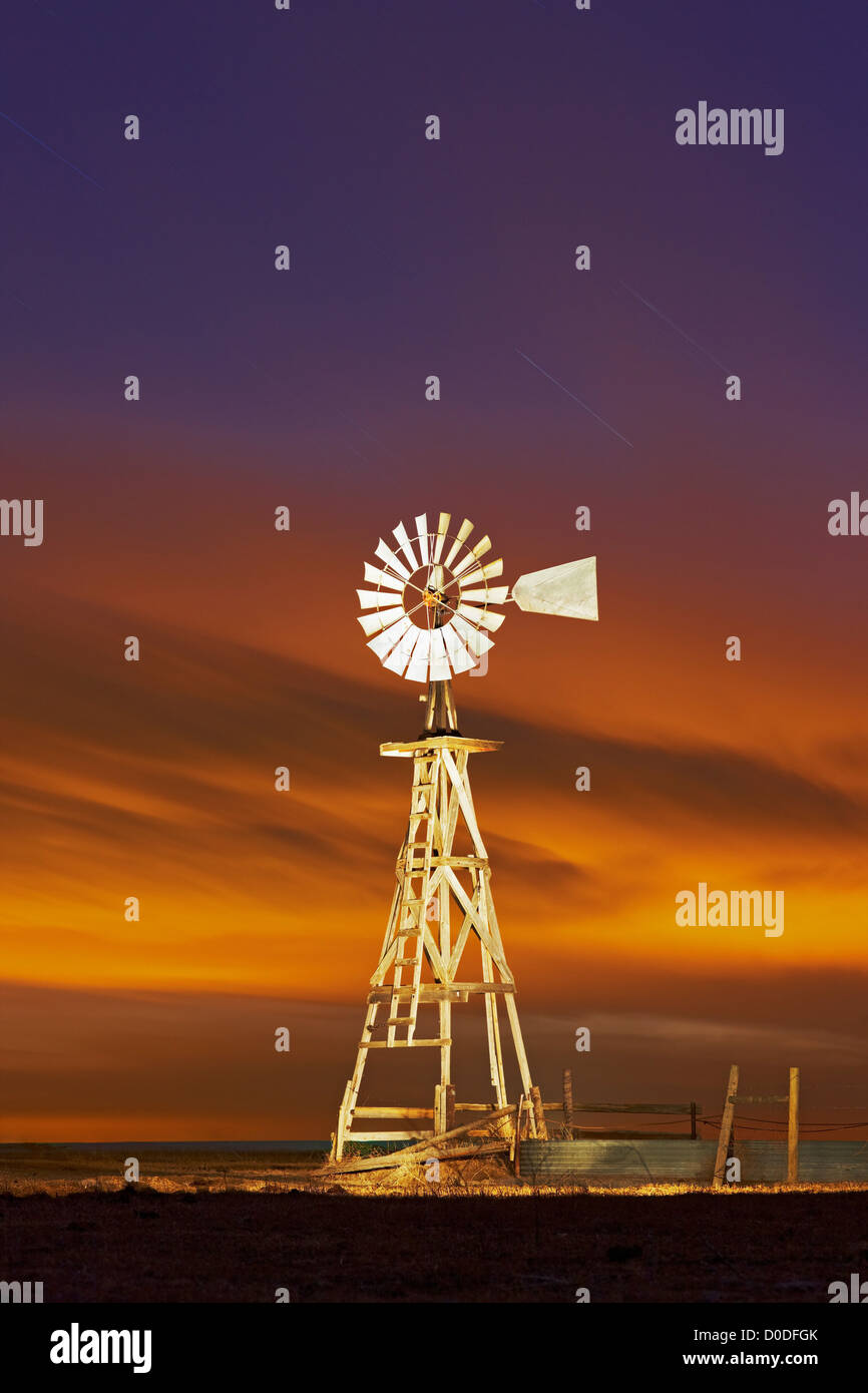 An old windmill, which was used to pump water, in the Pawnee National ...