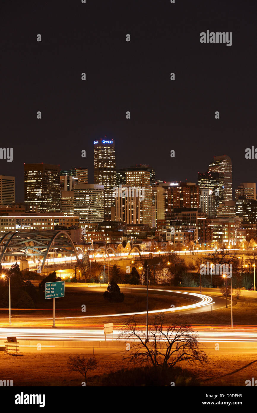 A nighttime view of Denver, Colorado Stock Photo - Alamy