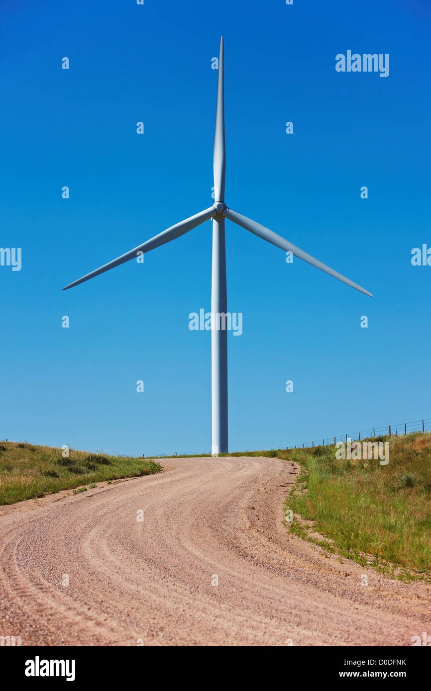 Dirt road below wind turbine, Cedar Creek Wind Farm, near Grover ...