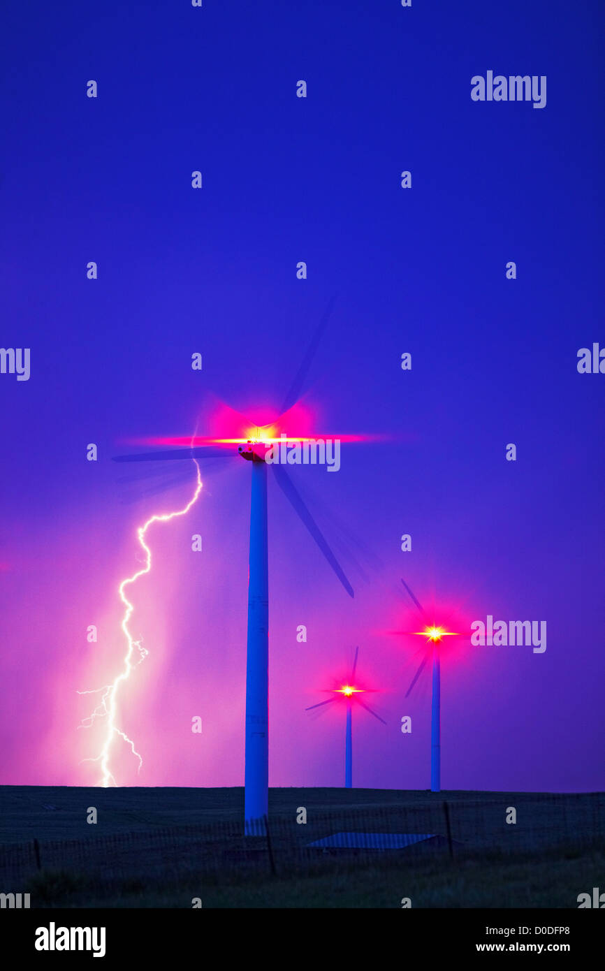 Lightning storm wind turbine hi-res stock photography and images - Alamy