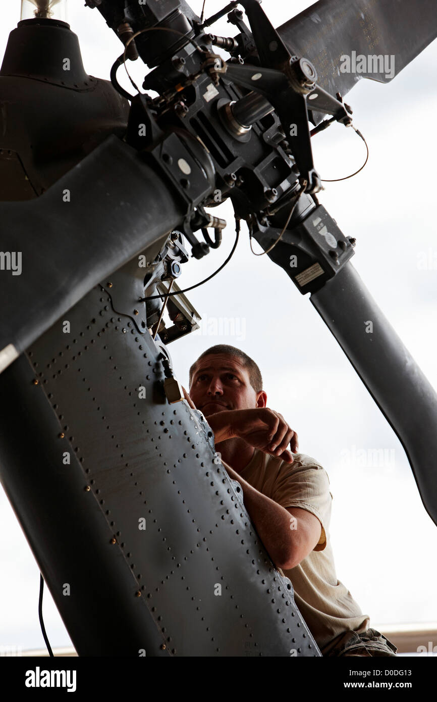 An aircraft maintainer HAATS or High Altitude Army National Guard ...