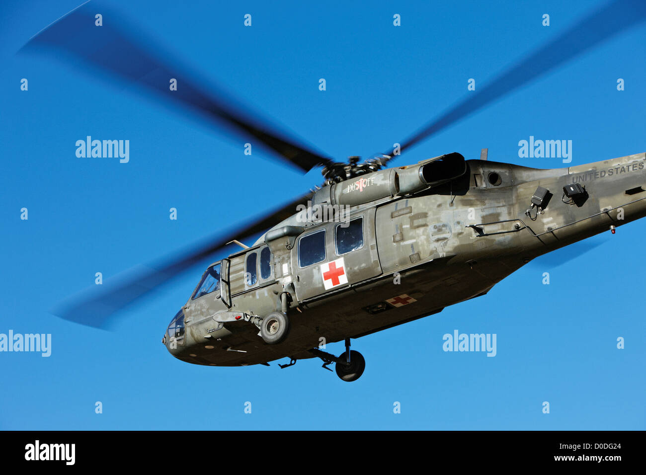 A Sikorsky UH-60 Blackhawk helicopter in Medevac configuration launches ...