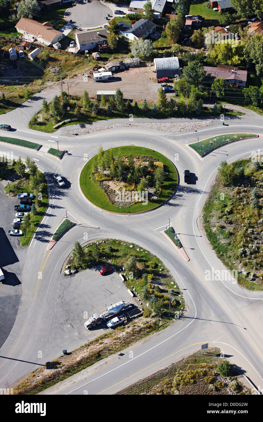Aerial view of a traffic circle in Colorado Stock Photo - Alamy