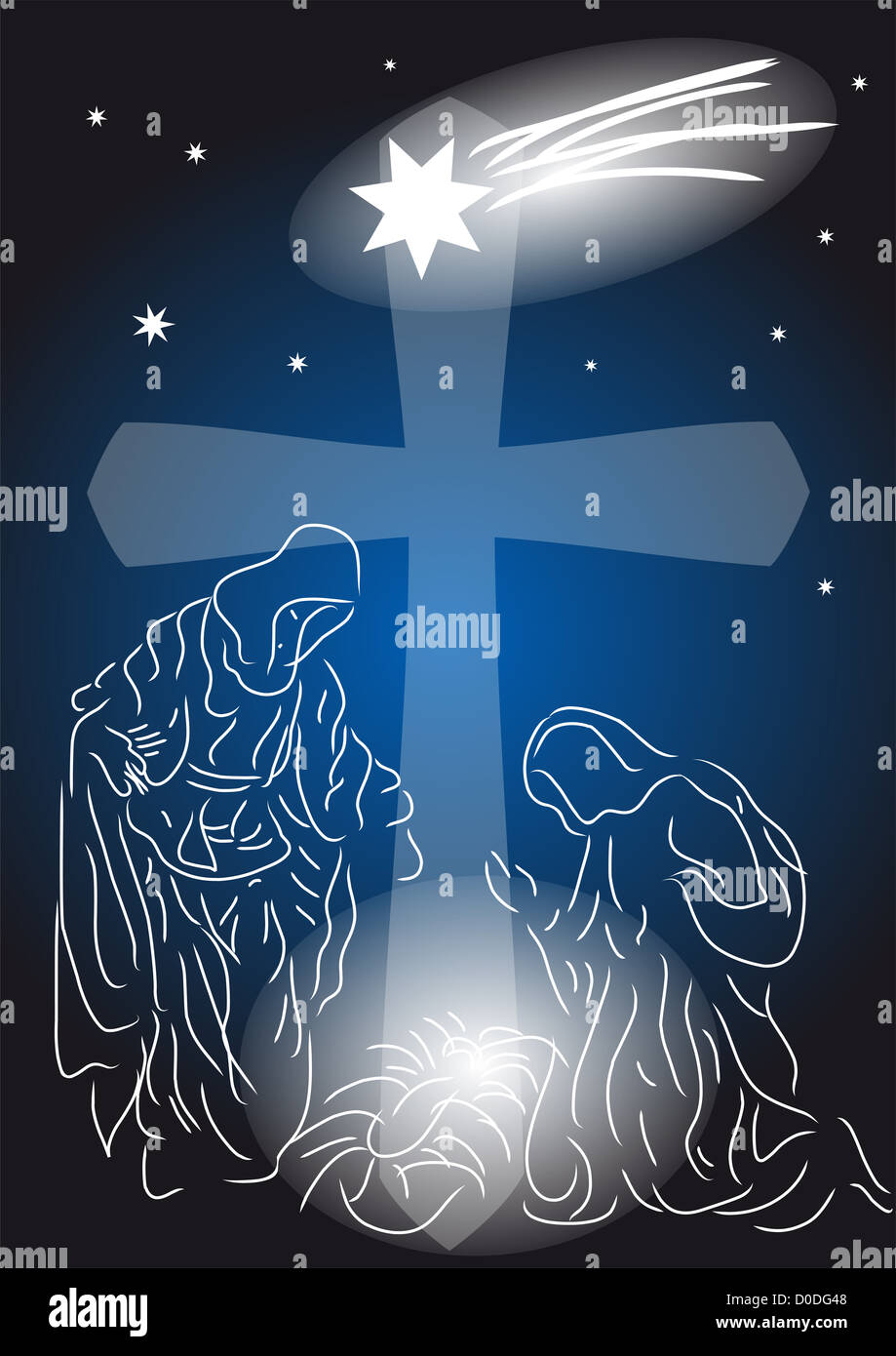 Baby Jesus. Nativity symbolic scene with Mary and Joseph Stock Photo ...