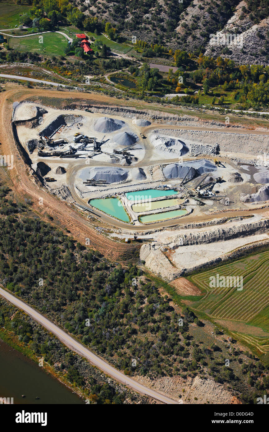 Aerial view of a gravel quarry Stock Photo - Alamy