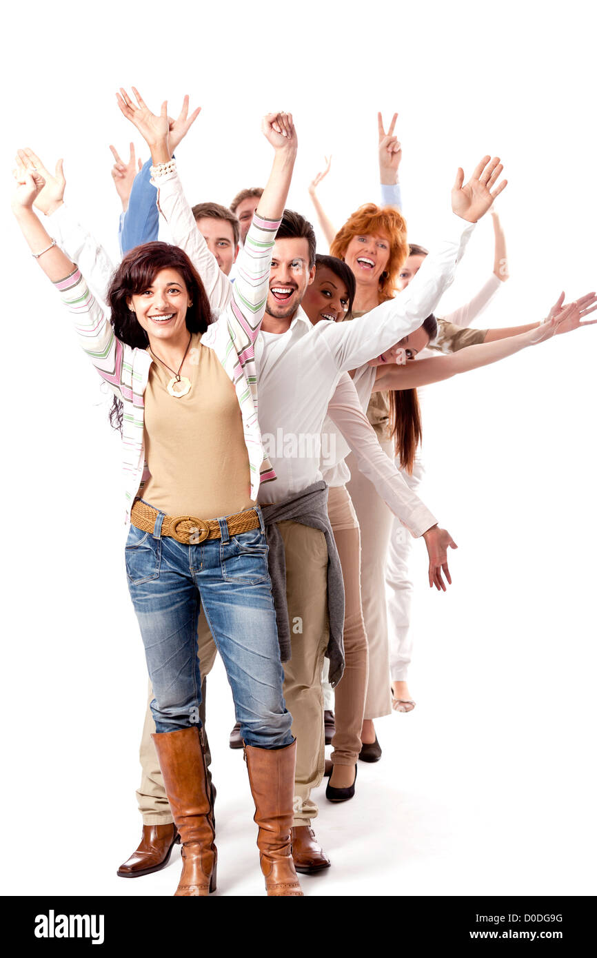 happy people business team group together isolated on white background ...