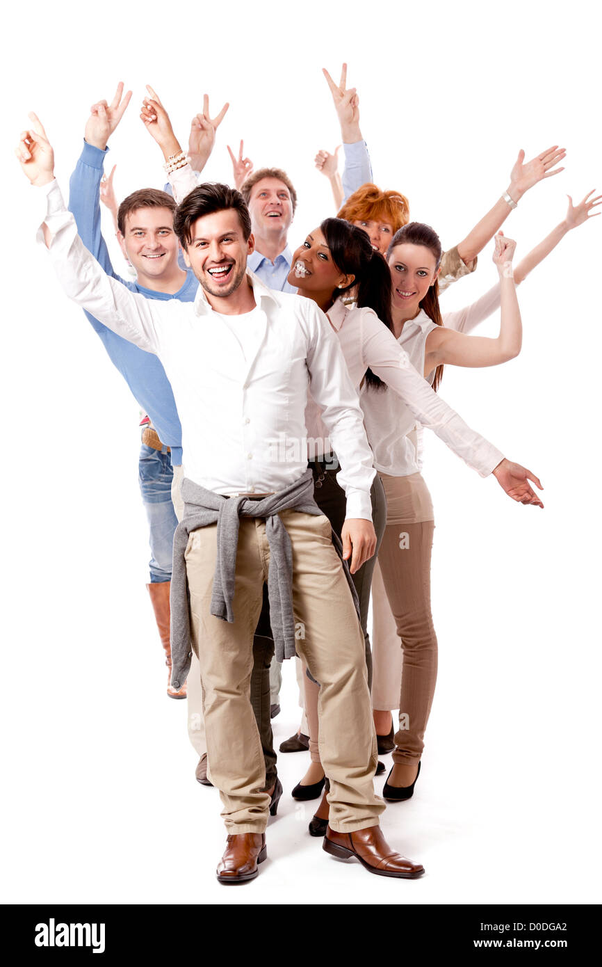 happy people business team group together isolated on white background ...