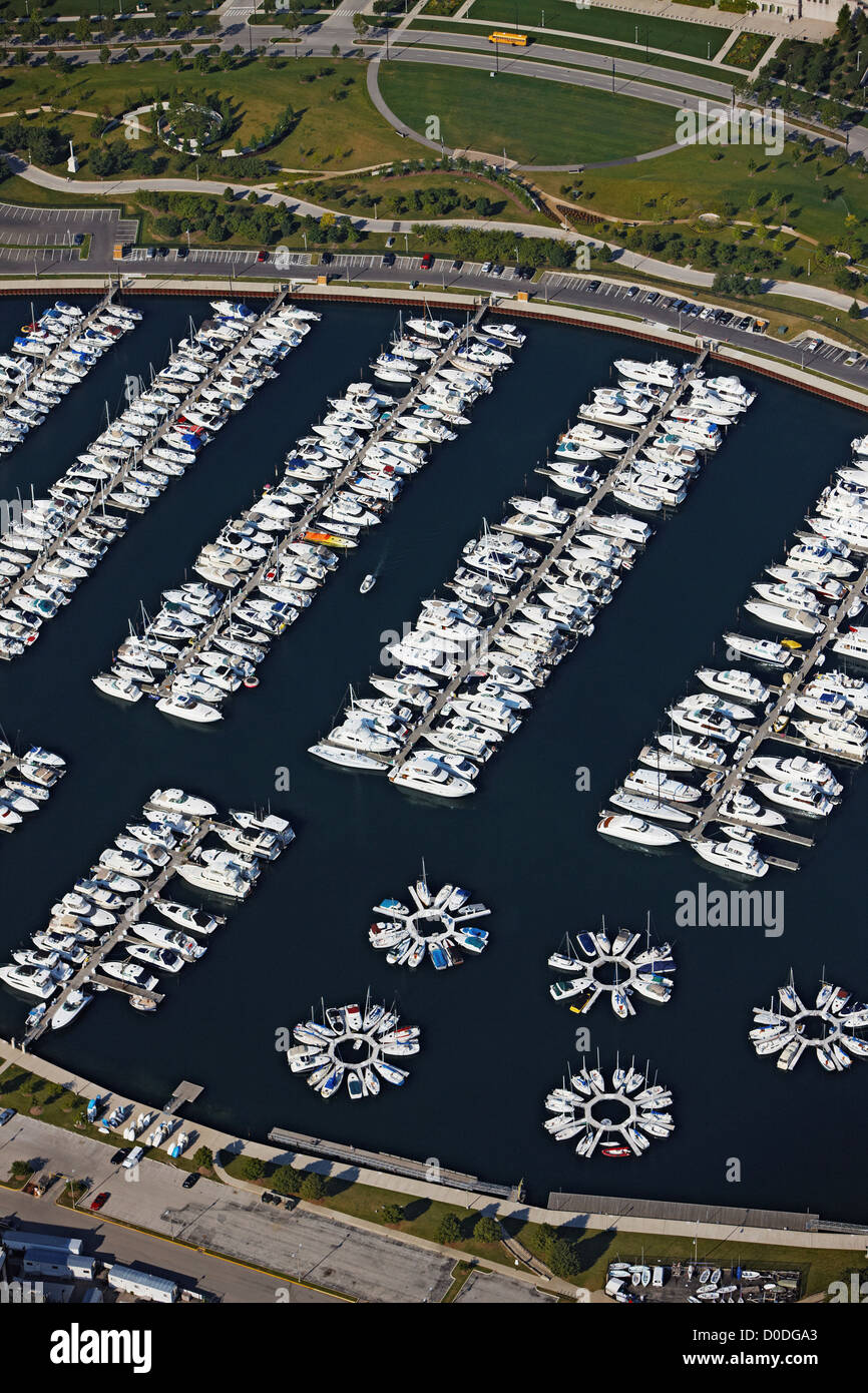 Aerial View of Boats Moored at Burnham Harbor Stock Photo - Alamy