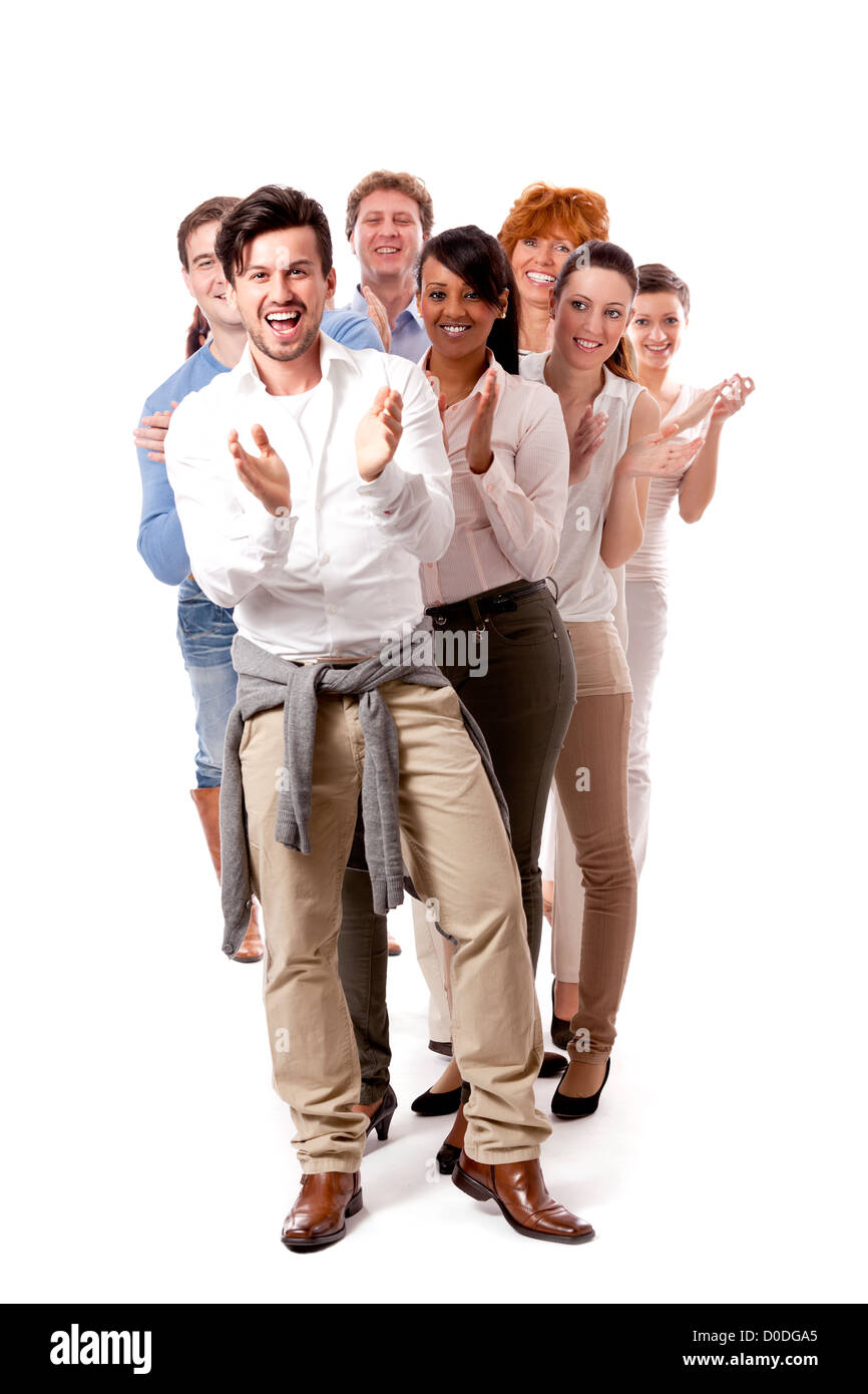 happy people business team group together isolated on white background ...