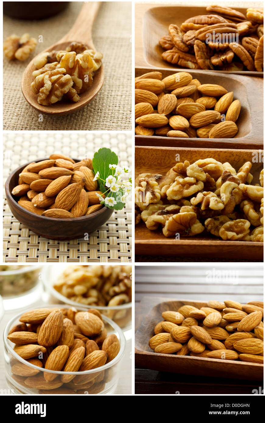 Collage of Nuts (Almonds, Walnuts, Pecans Stock Photo - Alamy