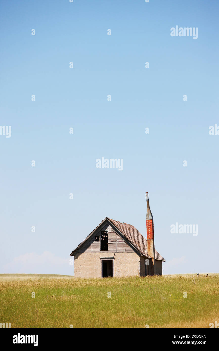 Old ranch house with large chimney, eastern plains of Colorado Stock ...