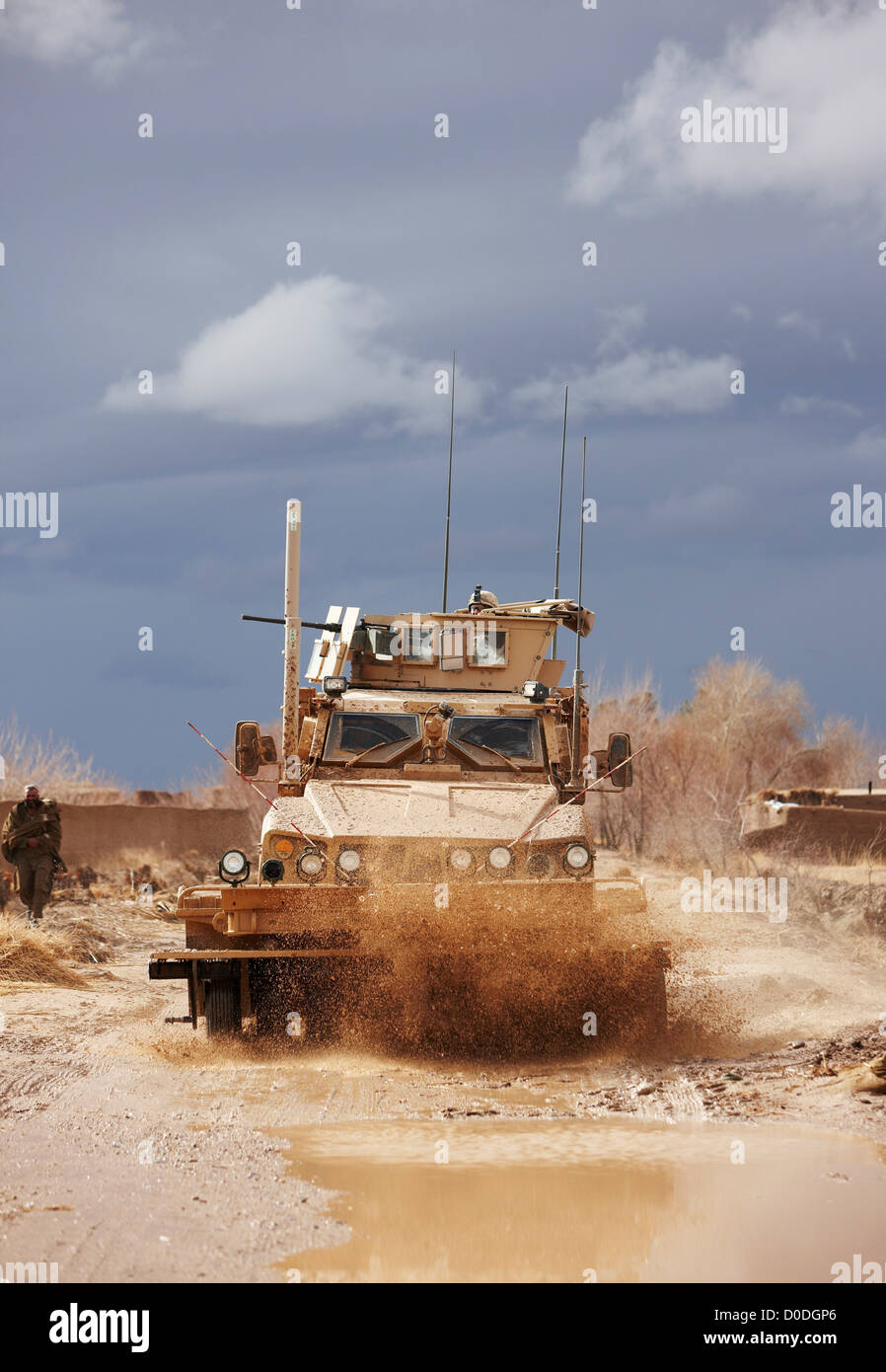 M-ATV or Mine Resistant Ambush Protected All Terrain Vehicle mine roller fitted it drives ...