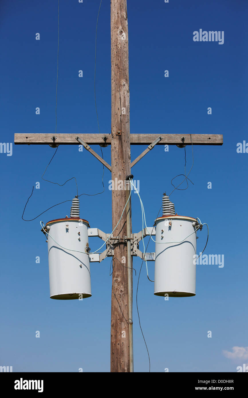 Power pole, power lines, and transformers Stock Photo - Alamy