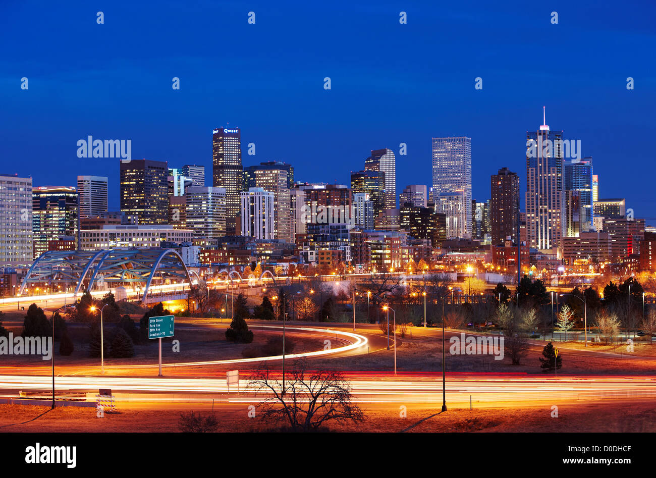 Denver, Colorado skyline at night Stock Photo - Alamy