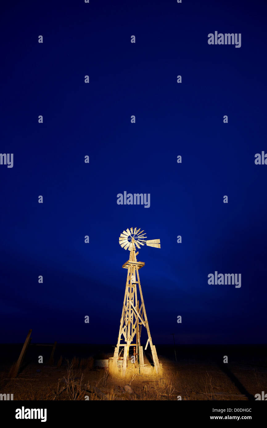 Windmill at night, Colorado Stock Photo - Alamy