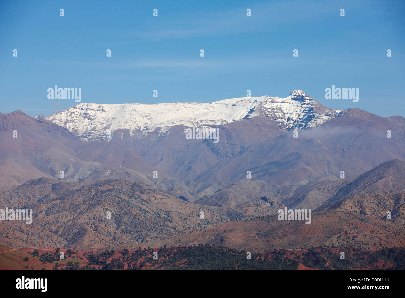 Snow on upper aspect of peak of high Atlas Mountains, Morocco Stock ...