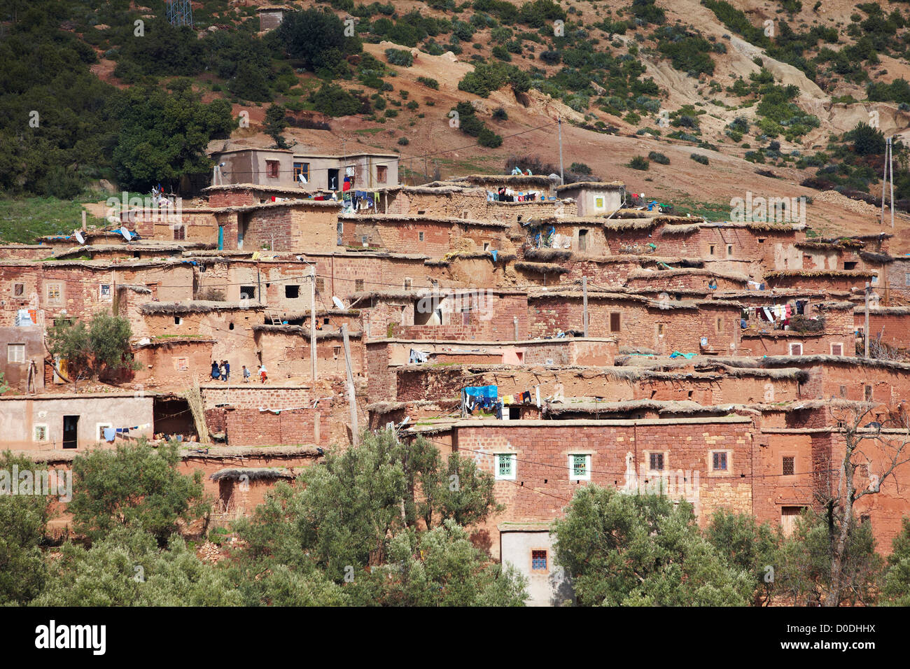 Homes built atop one another, Atlas Mountains, Morocco Stock Photo - Alamy