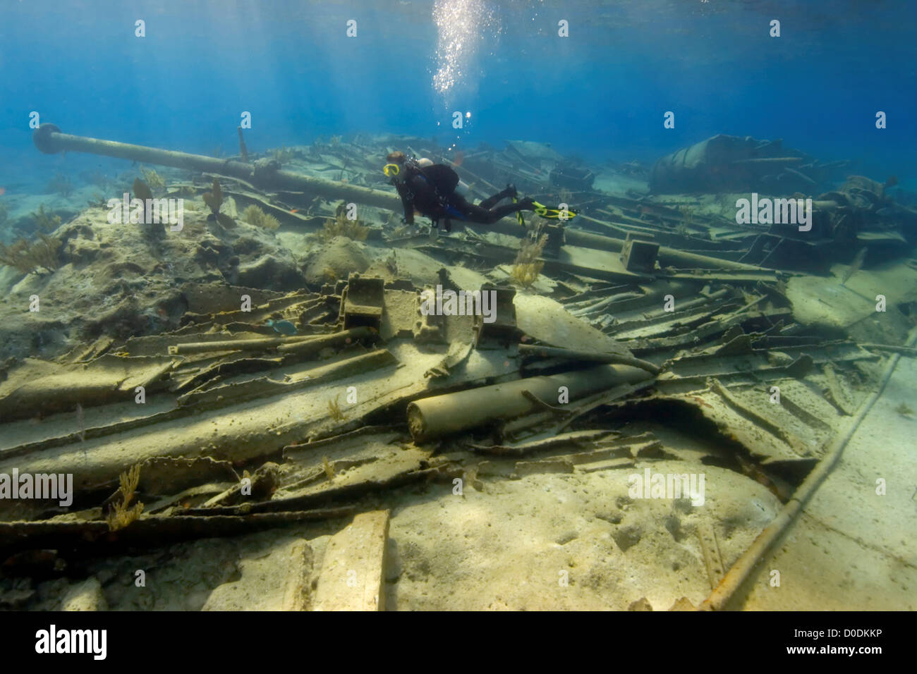 A Diver Swims Above the Remains of the Frascate Shipwreck Stock Photo ...