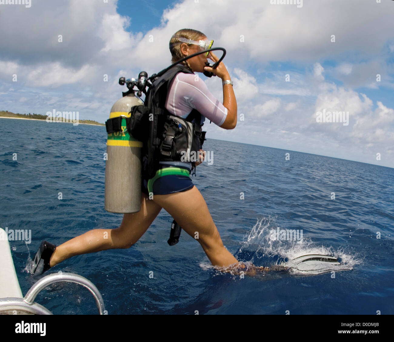 Scuba Diver Performs Giant Stride Entry Stock Photo - Alamy