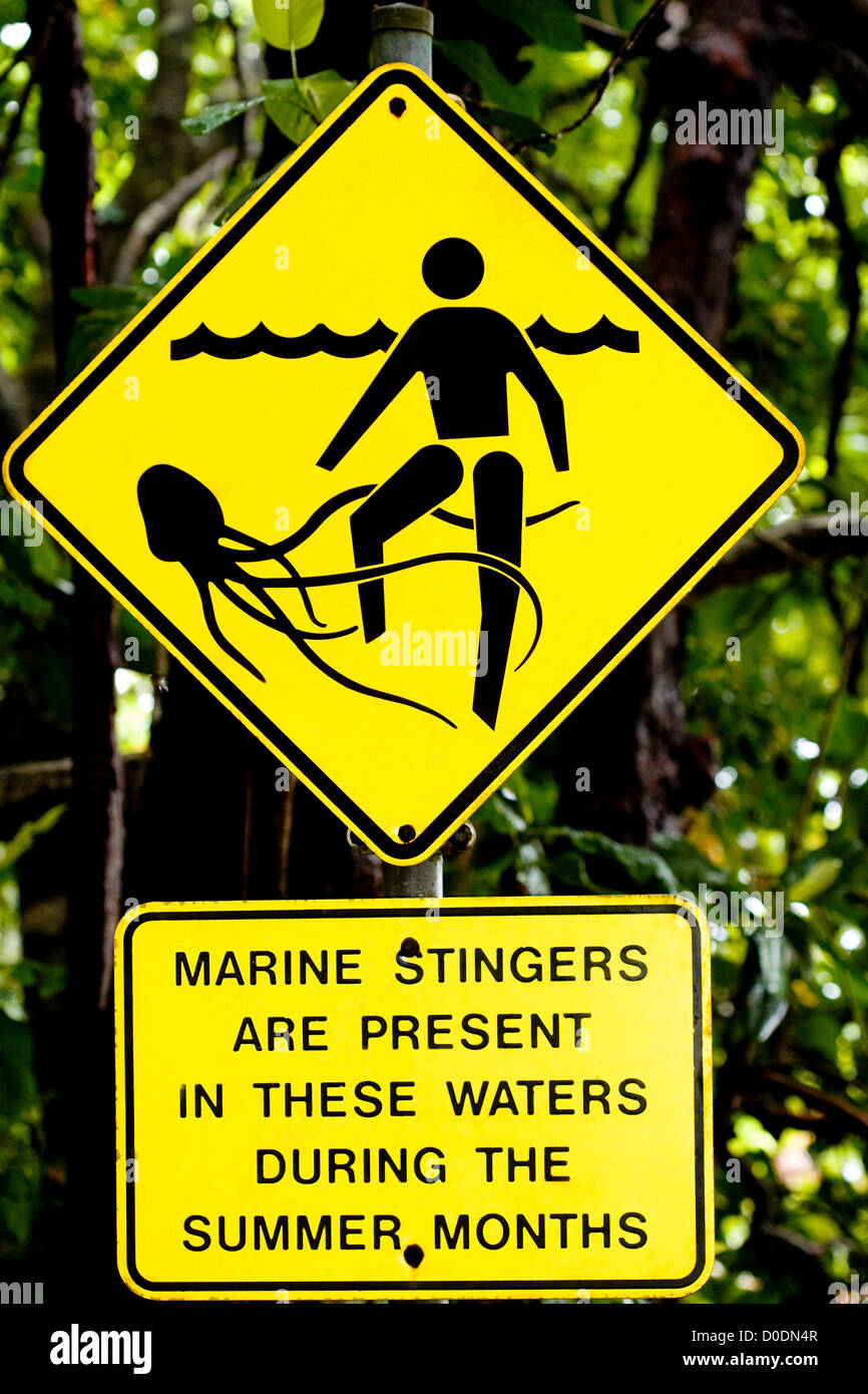 Caution Sign for Toxic Marine Life Stock Photo - Alamy