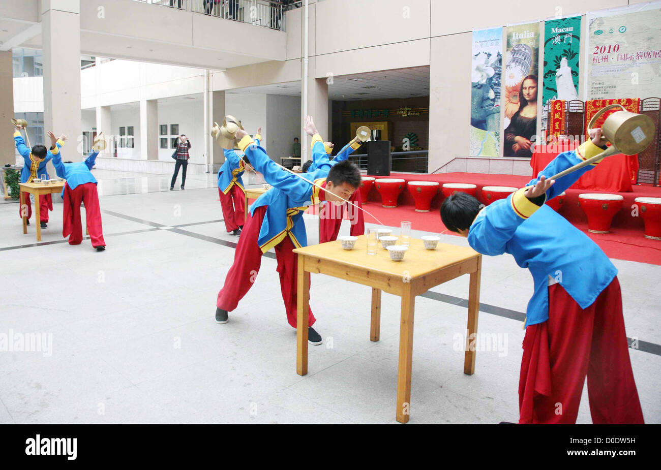 Students from Tea culture college in Zhejiang China perform a tea ...