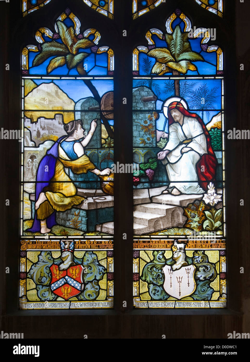 Christ meeting woman at the well stained glass window by Arthur Moore ...